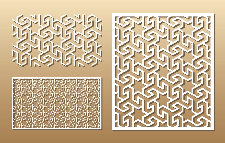 Laser cut panels set for wood or metal decor Vector Image