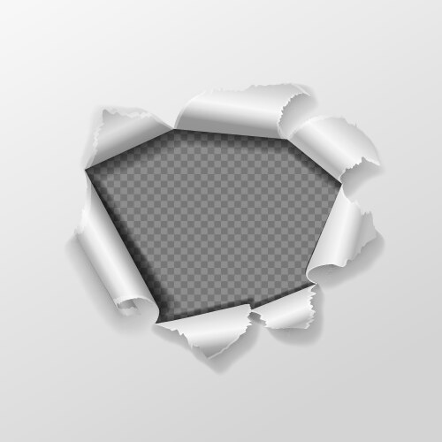 Ragged hole torn in ripped steel on metal Vector Image