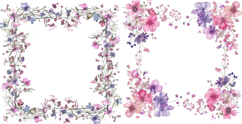 Borde Rectangular Floral Borde Floral Rectangular De Primavera. Marco: