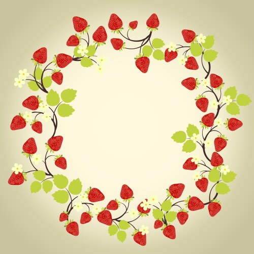 Strawberry round frame Royalty Free Vector Image