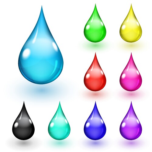 Cartoon colorful drops icons set Royalty Free Vector Image