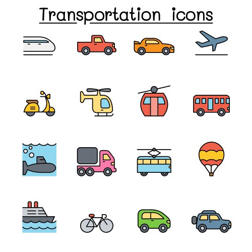 Set of cartoon land transport Royalty Free Vector Image
