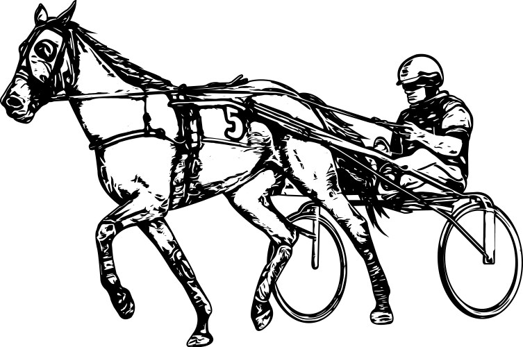Horse and jockey harness racing silhouette Vector Image