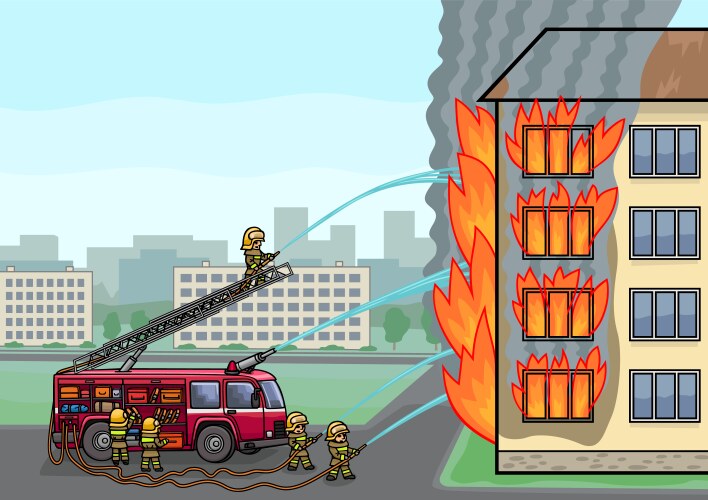 A firefighter helping service Royalty Free Vector Image