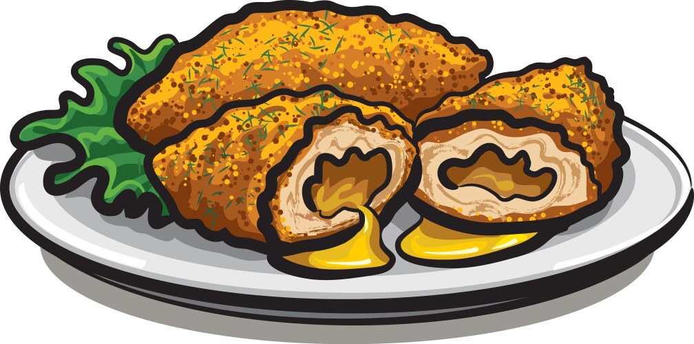 Cutlet icon grilled round cartoon meat Royalty Free Vector