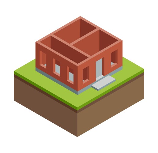 Isometric House Construction Stages Royalty Free Vector