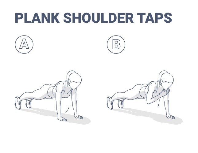 Woman doing modified plank shoulder tap Royalty Free Vector