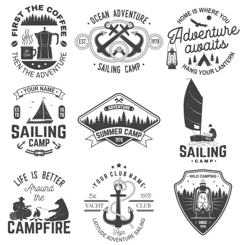 Sailing cruise logo or label marine concept set Vector Image