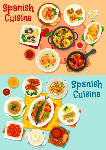 Spanish cuisine traditional dinner diches icon Vector Image