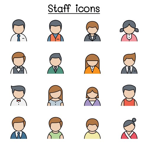 Recruitment career job icon set in thin line Vector Image