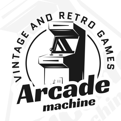 Monochrome retro arcade game machine concept Vector Image