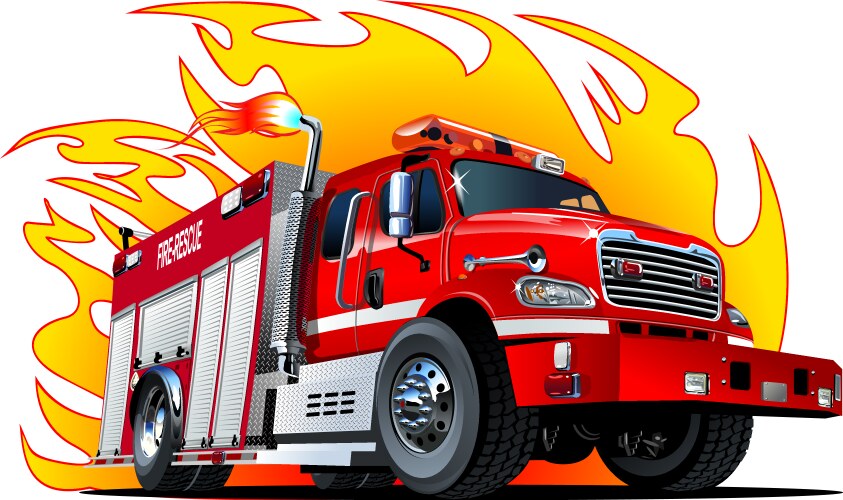 Cartoon firetruck Royalty Free Vector Image - VectorStock