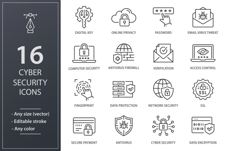 Cyber security confidential data protection line Vector Image