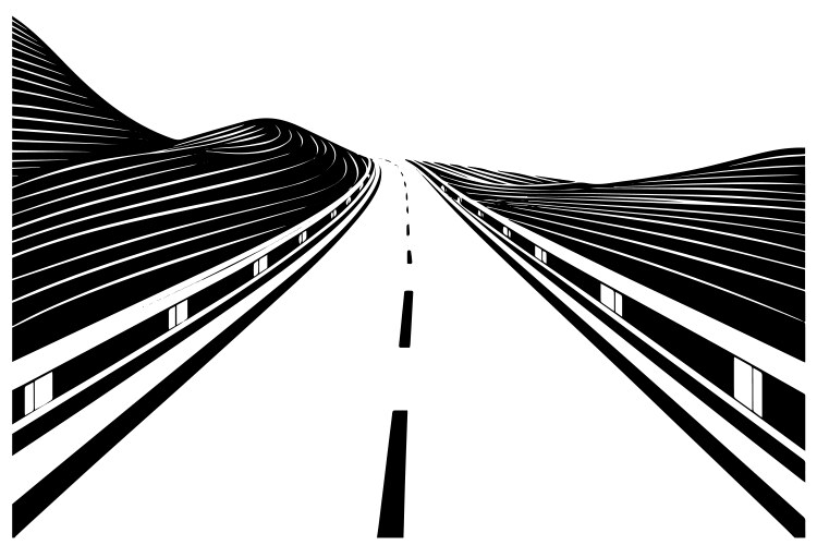 Simple road hand drawn ink sketch highway Vector Image