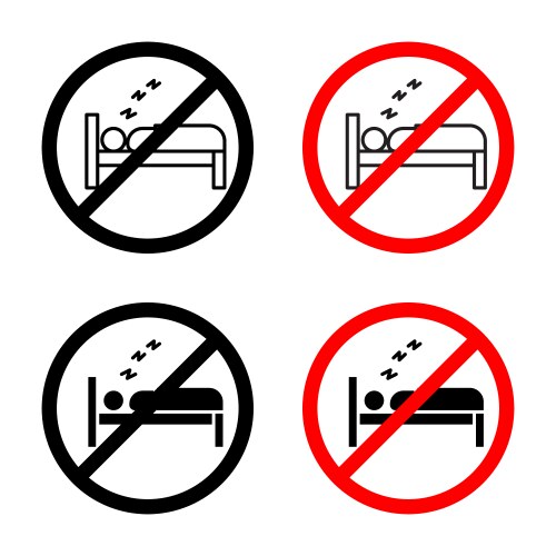 Sleepover ban sign icon set rest warning Vector Image