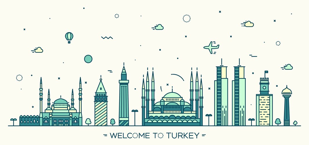 Istanbul turkey skyline flat design trendy Vector Image