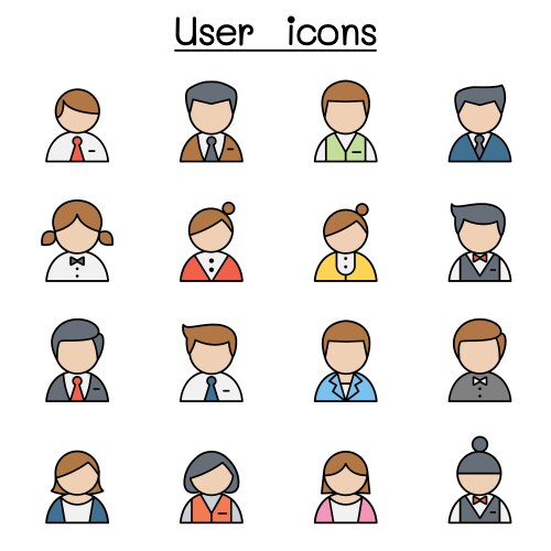 Outline avatars smiling young people icons user Vector Image