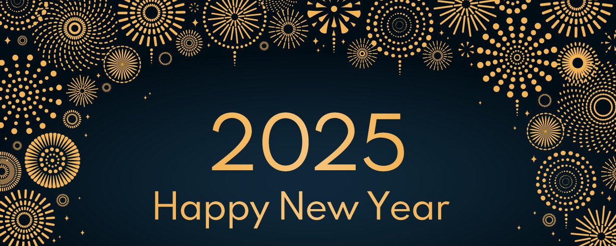 2025 new year golden fireworks background Vector Image
