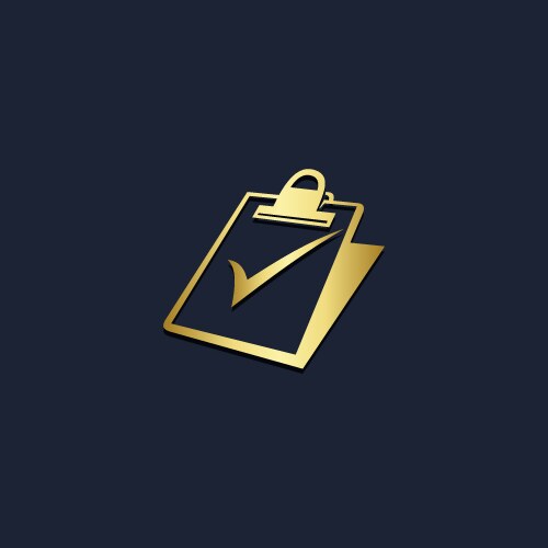 Check mark approved gold logo Royalty Free Vector Image