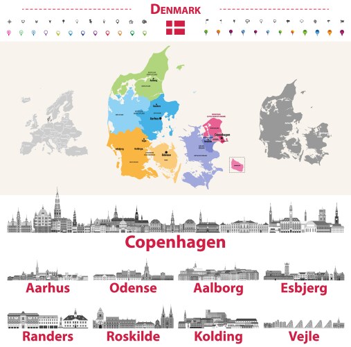 Stylized map denmark Royalty Free Vector Image
