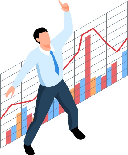 Trader investor and market analytics isolated Vector Image
