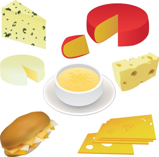 Cheese set Royalty Free Vector Image - VectorStock