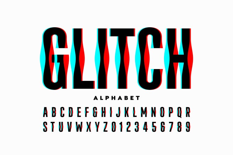 Trendy style distorted glitch typeface letters Vector Image