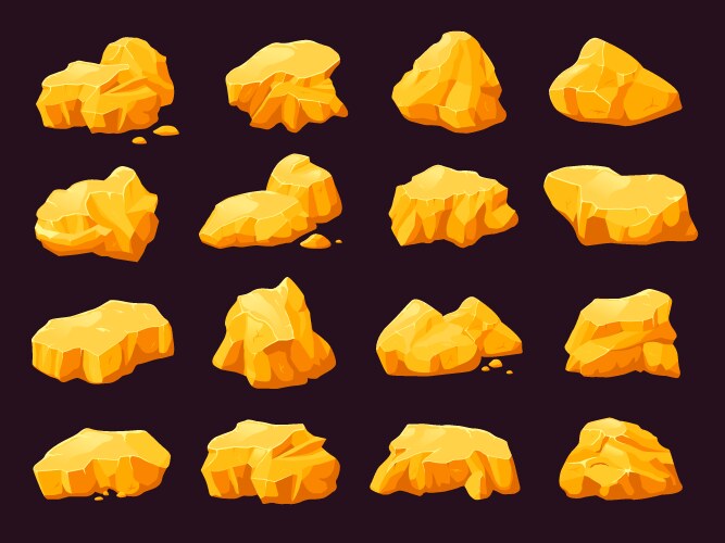 Cartoon gold mine nuggets boulders stones Vector Image