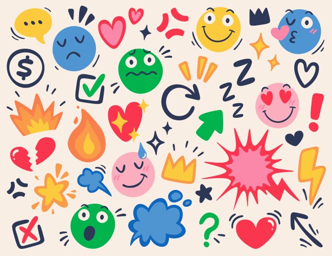 Hand drawn stars cartoon expression sign doodle Vector Image