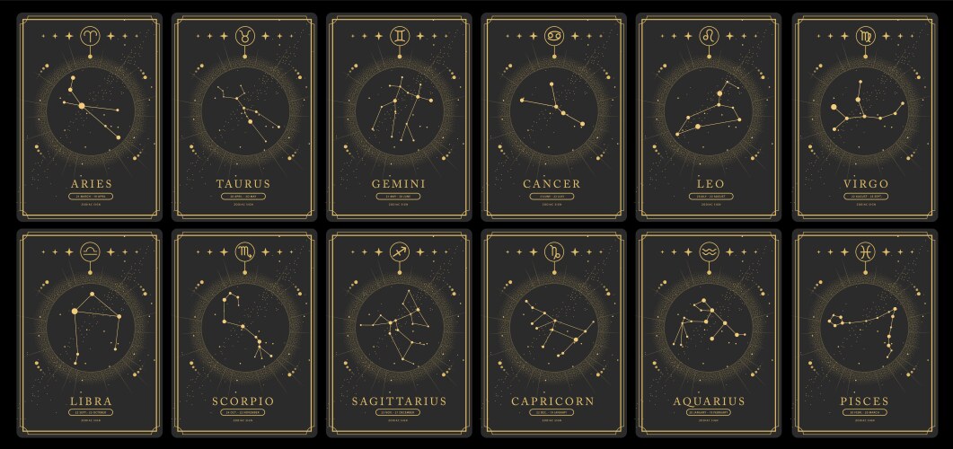 Magic cards with astrology virgo zodiac sign Vector Image