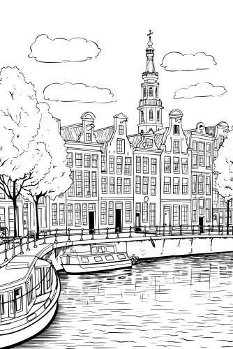 Amsterdam coloring page Royalty Free Vector Image