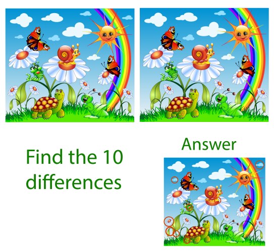 Kids game find ten differences with easter eggs Vector Image