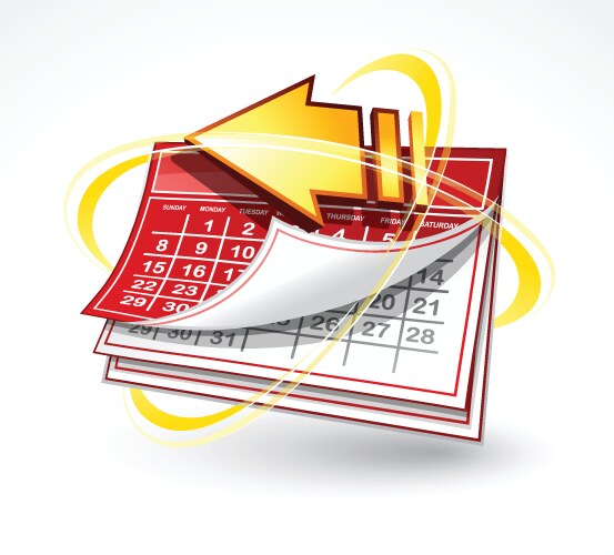 Paper calendar with arrow Royalty Free Vector Image