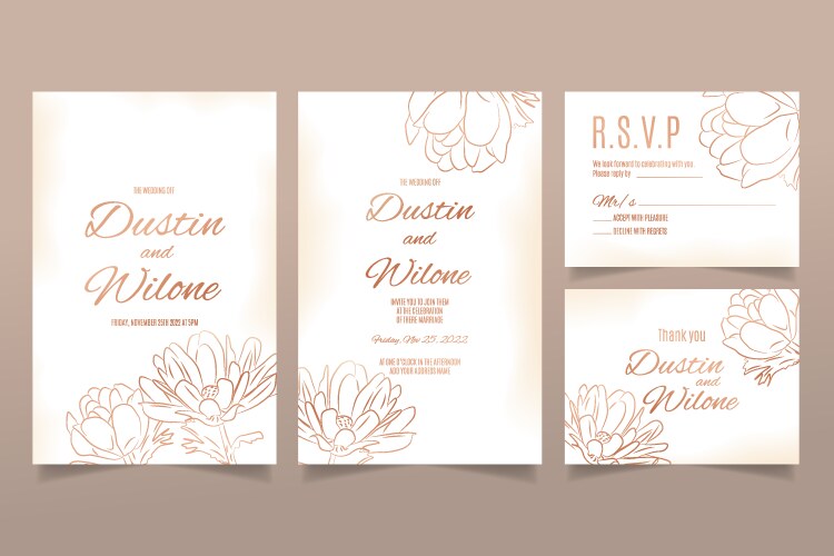 Hand draw wedding invitation template with roses Vector Image
