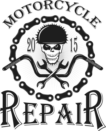 Motorcycle repair logo design Royalty Free Vector Image