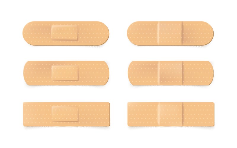 Aid band plaster strip medical patch set Vector Image