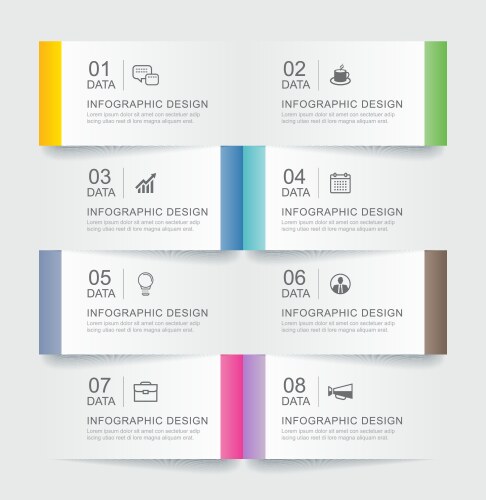 8 data infographics tab paper index template Vector Image