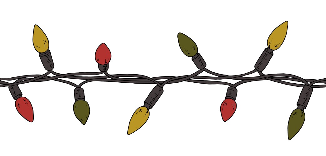 Christmas lights seamless border outline Vector Image