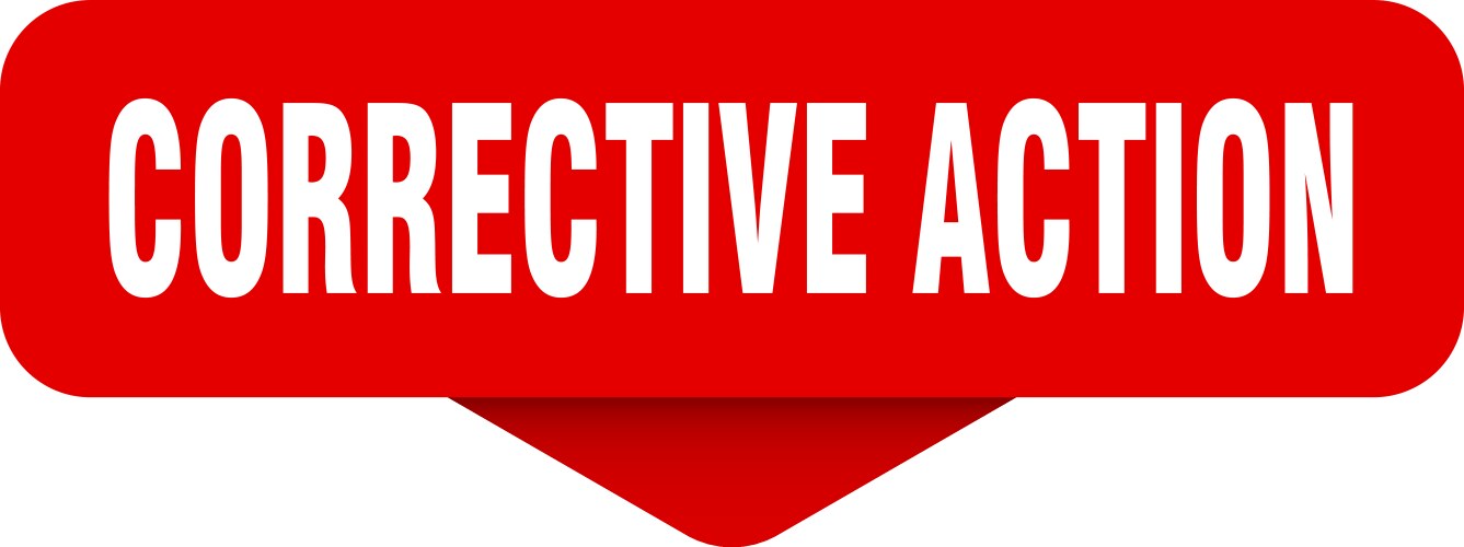 Corrective action sticker sign Royalty Free Vector Image