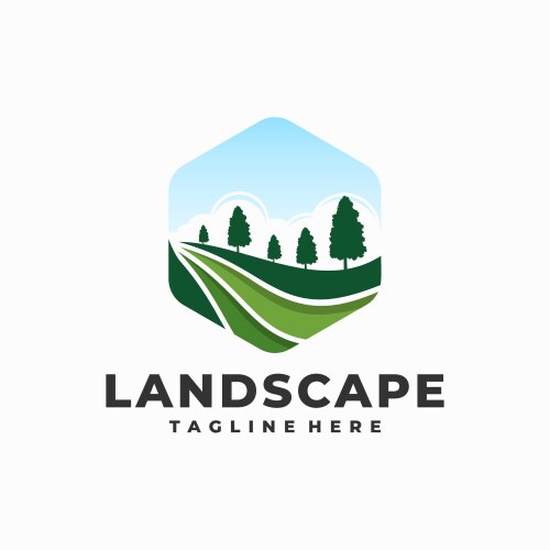 Landscaping logo in circle badge concept Vector Image