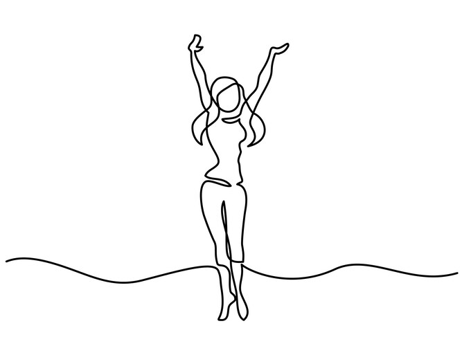 Continuous line drawing of dancing woman Vector Image