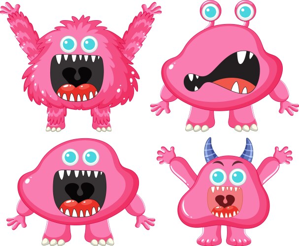 Pink alien monster cartoon character Royalty Free Vector