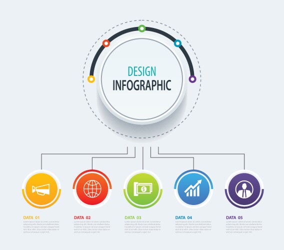 Circle Chart Infographic Template With 5 Options Vector Image