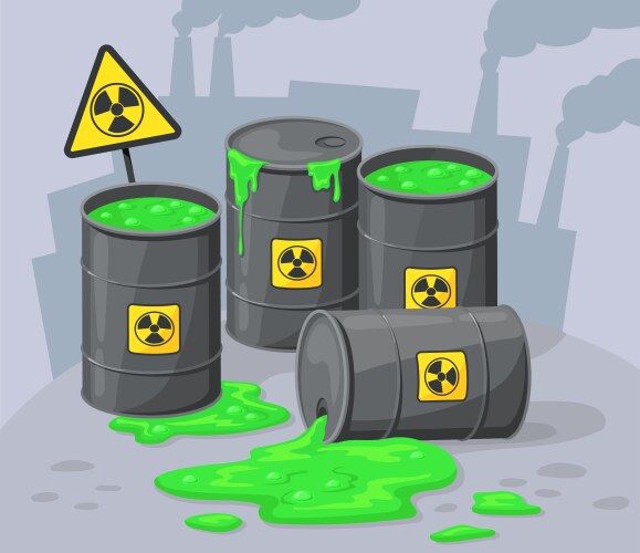 Hazard barrel with dripping green liquid Vector Image