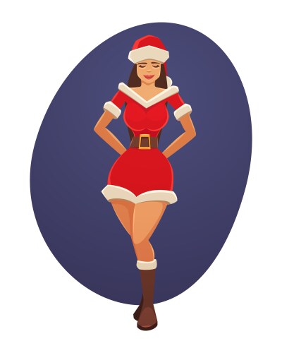 Christmas character santa claus girl in red hat Vector Image