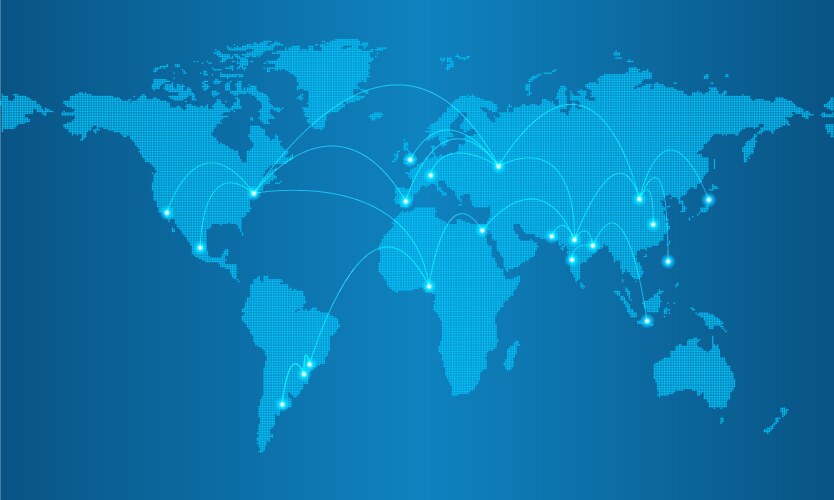 World map with countries on blue background Vector Image