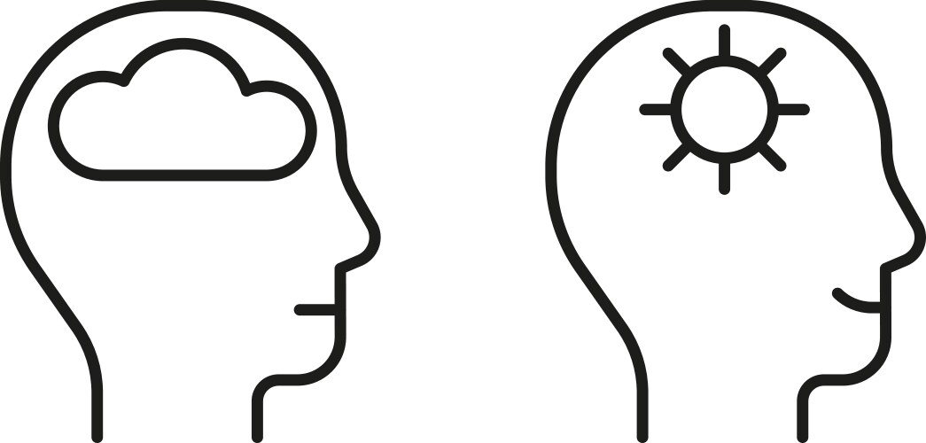 Thinking face emoji outline icon linear style Vector Image