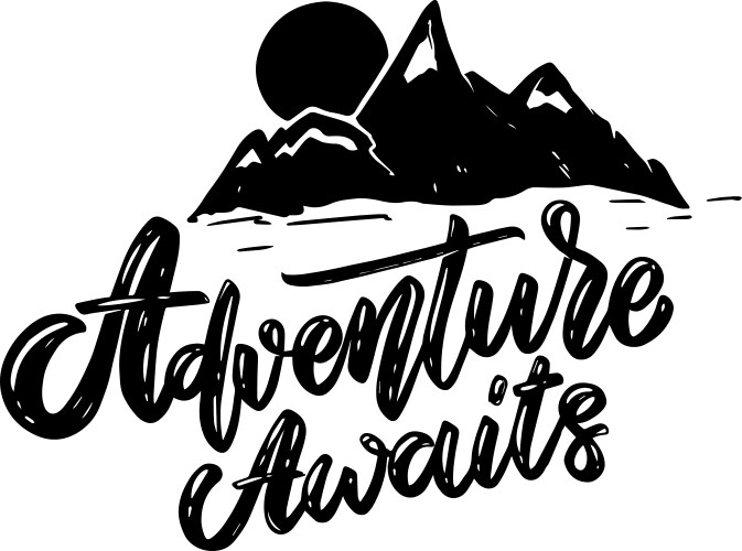 Adventure awaits word lettering Royalty Free Vector Image
