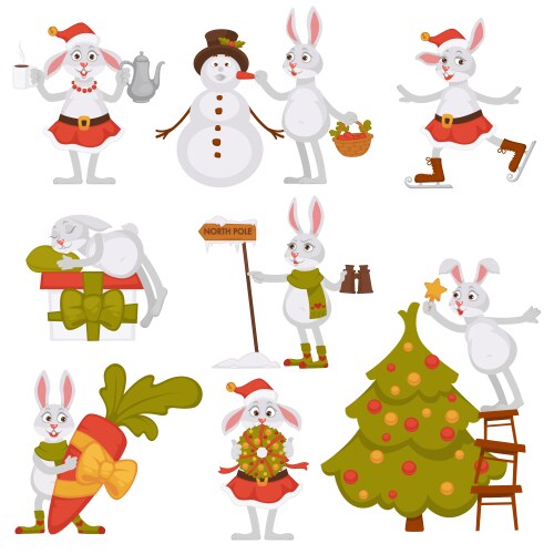 Merry christmas and happy new year collection Vector Image