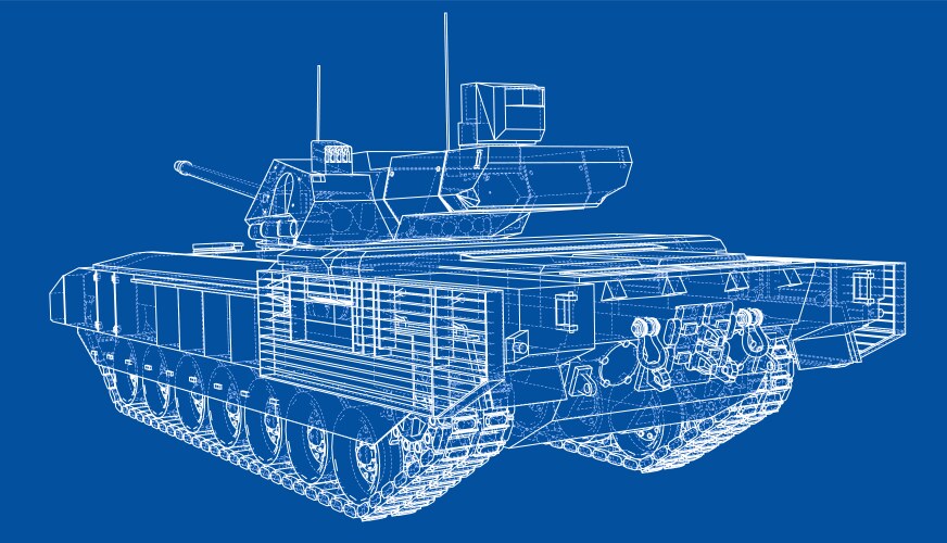 Blueprint of realistic tank Royalty Free Vector Image